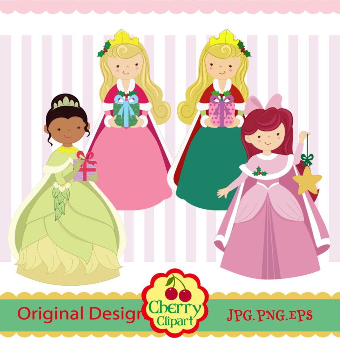 Holiday Princess Digital Clip Art Set-christmas Digital | Etsy