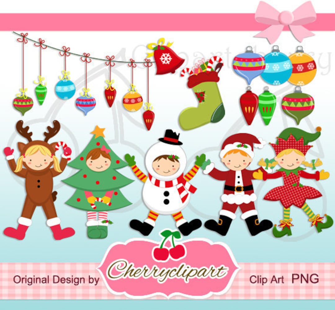 Christmas Happy Kids Digital Clipart -personal and Commercial Use ...