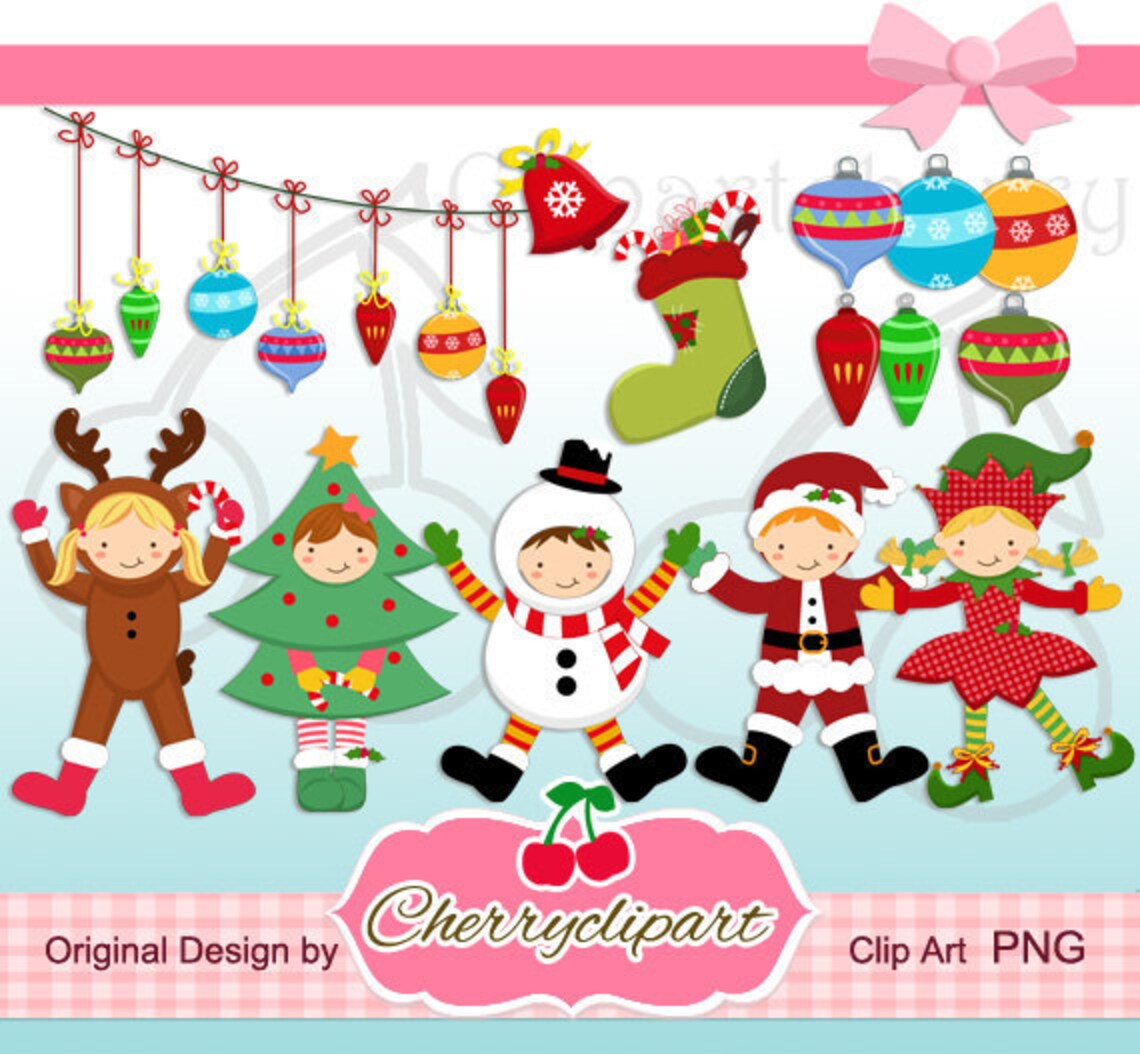 Christmas Happy Kids Digital Clipart personal and Commercial - Etsy