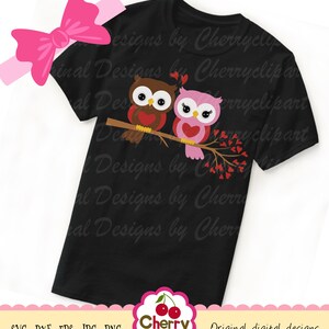 Valentines' Day Owl SVG, A Couple of Owls Svg, Owls on Hearts Branch ...