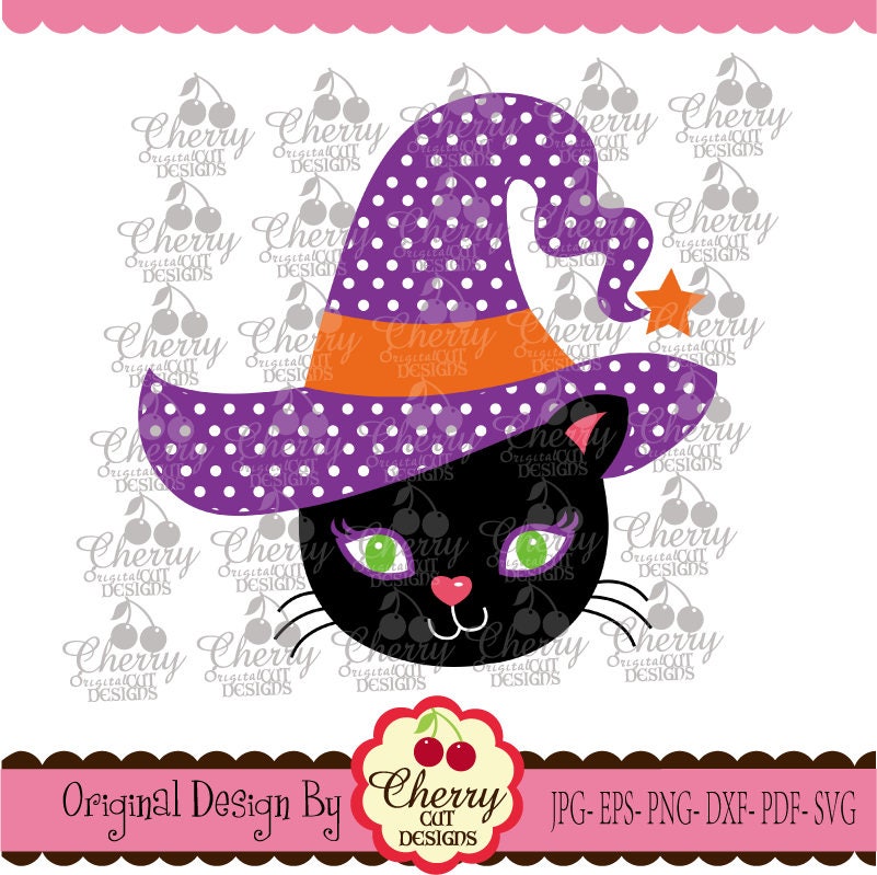 Halloween witch black cat SVG DXF Halloween Silhouette & | Etsy