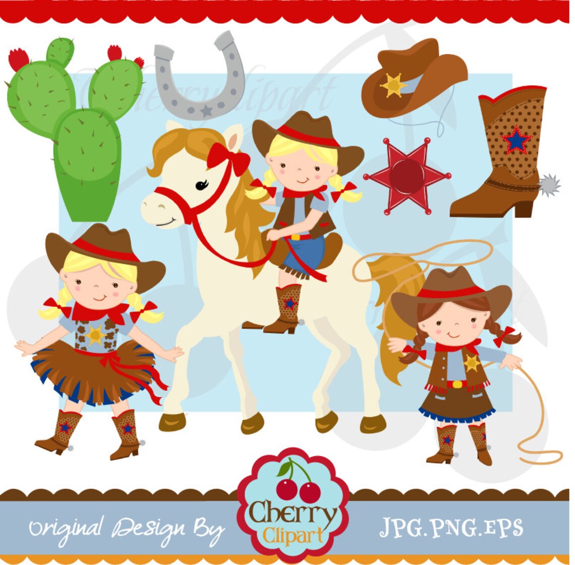 Cowgirl Digital Clip Art Set for personal and Commercial - Etsy