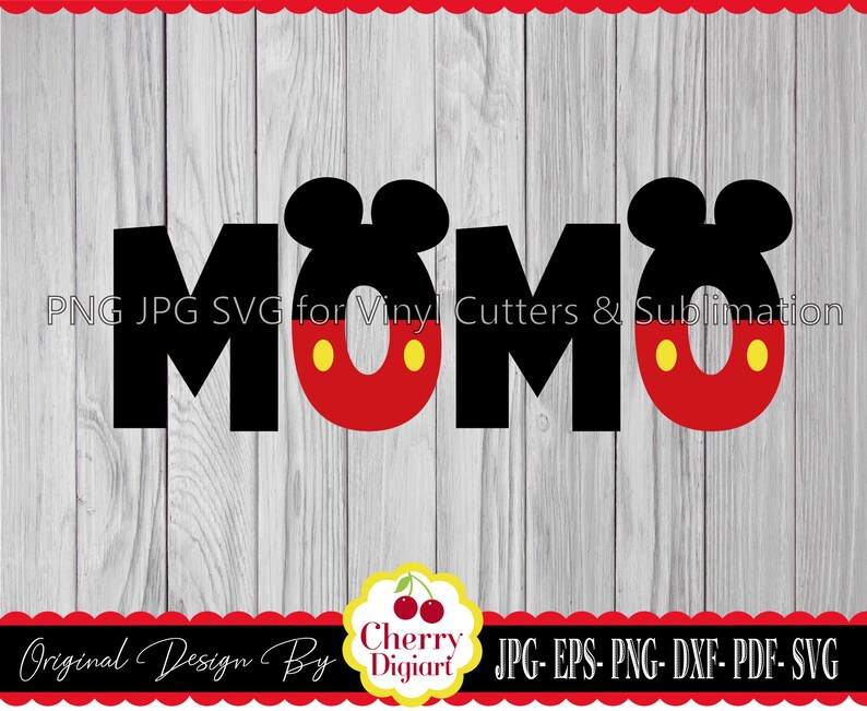 MOMO Mouse Ears MOMO SVG Png Jpg Silhouette & Circut Cut Files FMSVG27 ...