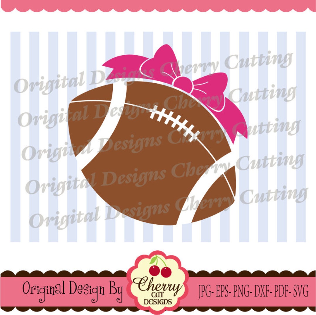 Football Svg Dxf Eps, Football With Bow Silhouette & Cricut Cut Degisn ...