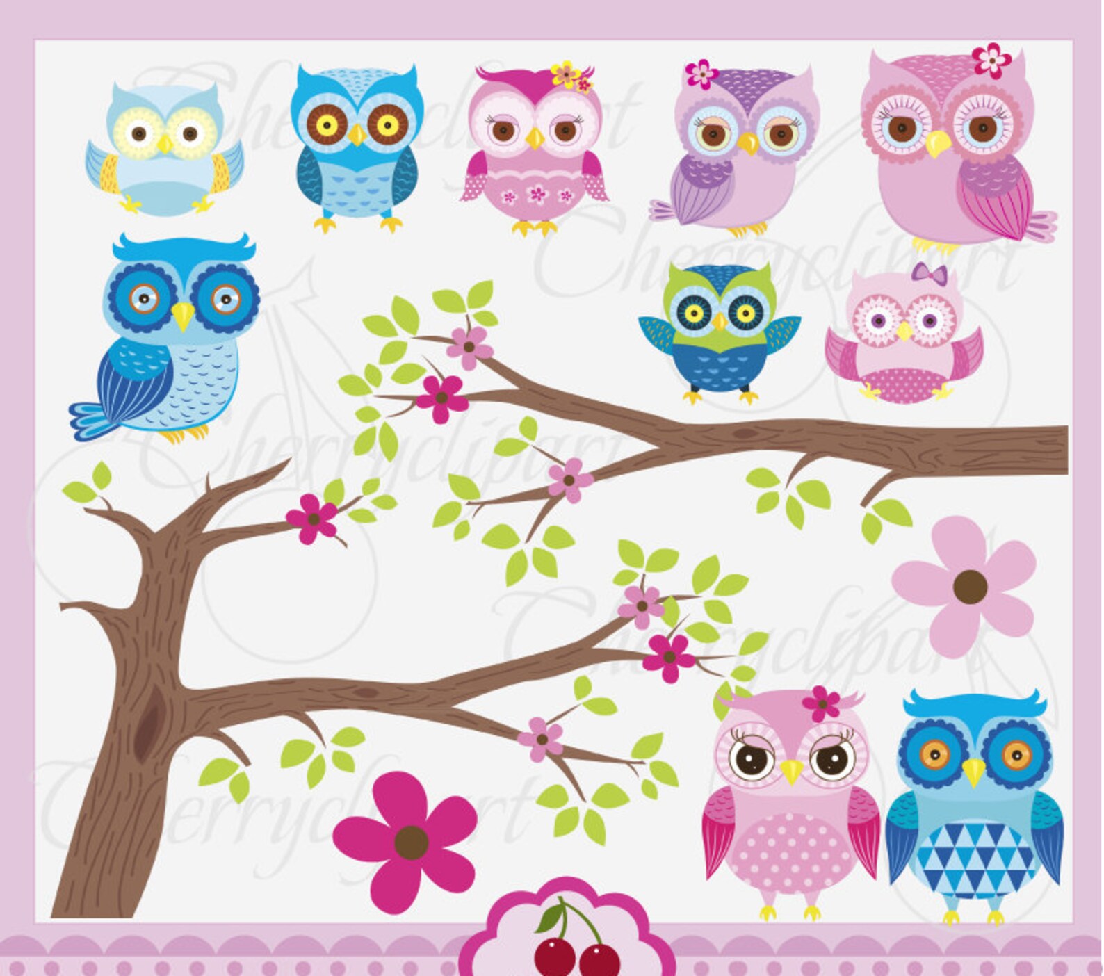 Owl Family Digital Clip Art personal and Commercial Use | Etsy