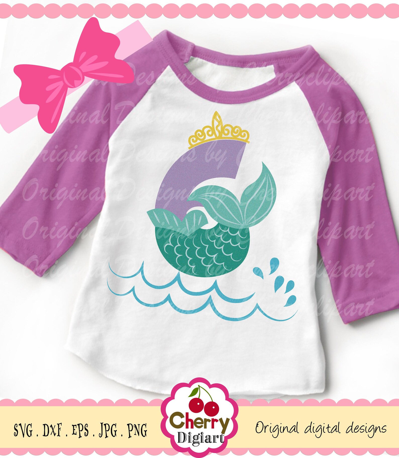 Mermaid tail number 6 SVG Dxf Mermaid SVG Silhouette and | Etsy