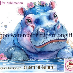 Hippos Watercolor Clipart Bundle, Hippo Printable, Hippo Png ...