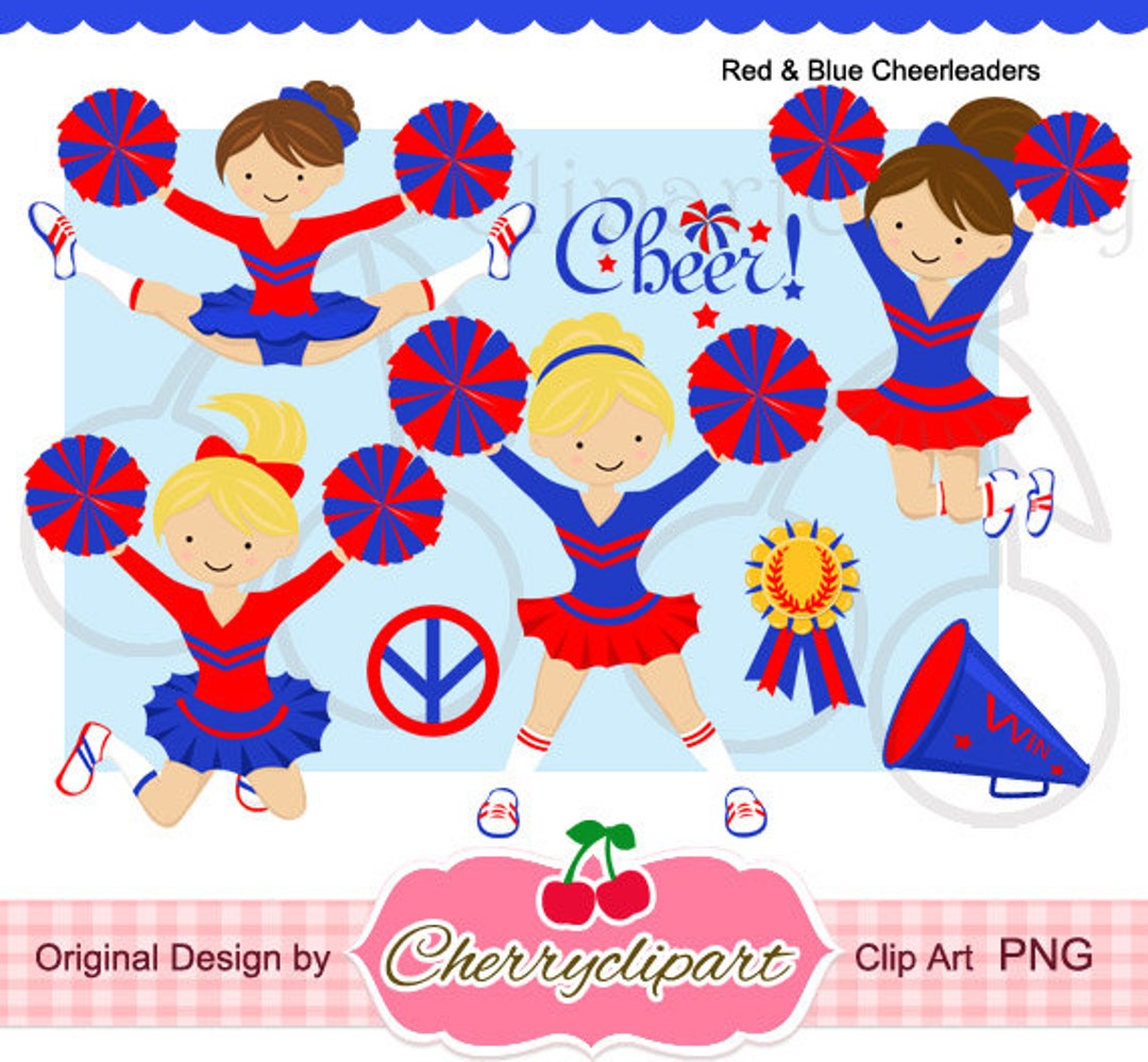 Red & Blue Cheerleader Digital Clipart Set for -personal and Commercial ...