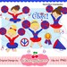 Red & Blue Cheerleader Digital Clipart Set for personal and | Etsy