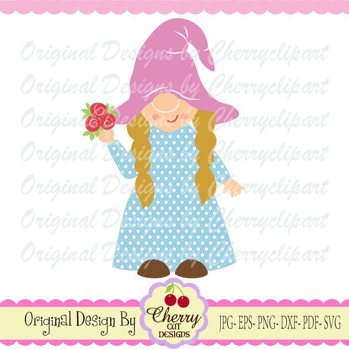 Spring Gnome Svg Girl Gnome Svg Gnome With Flowers Svg | Etsy