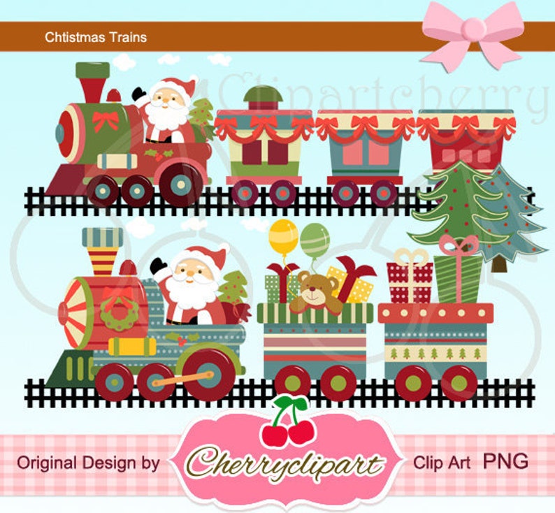 Santa Claus and Christmas Train Digital Clipart Set - Etsy