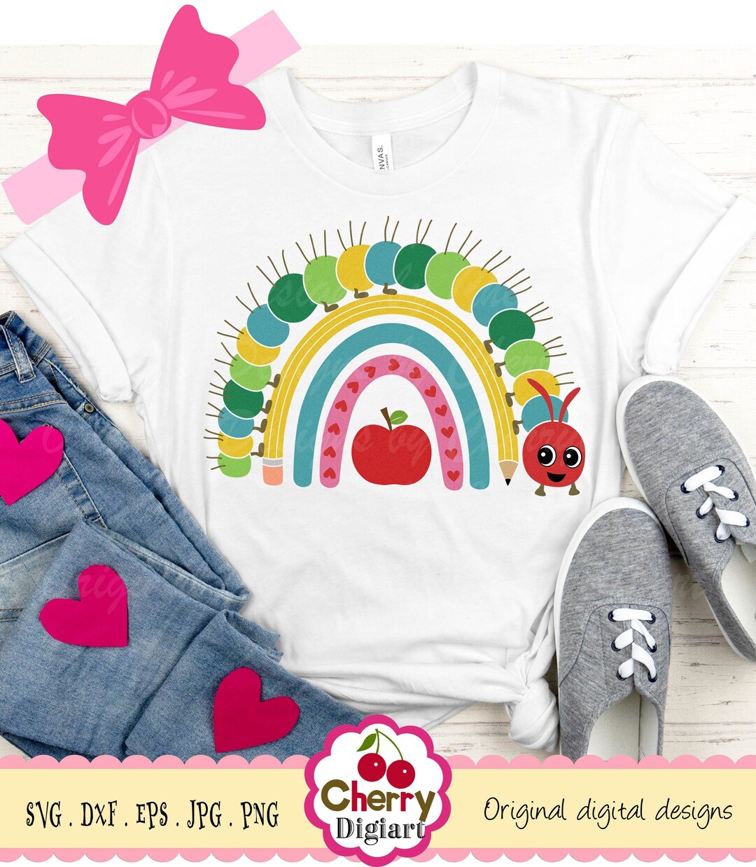 Vibrant Back to School Supplies: Rainbow Teacher SVG Clip Art & Iron-on ...