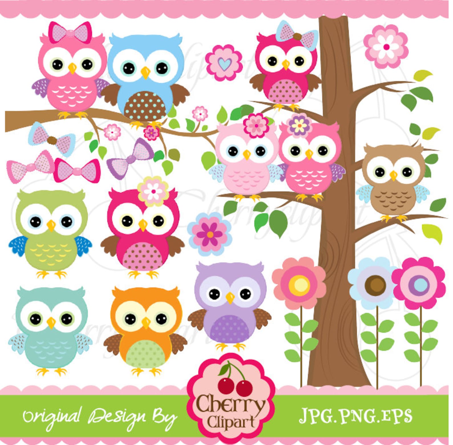 Cute Owls Digital Clipart Elements Set NO.AN022 - Etsy