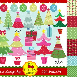 Christmas Funky Trees Digital Clip Art and Digital Papers-personal and ...