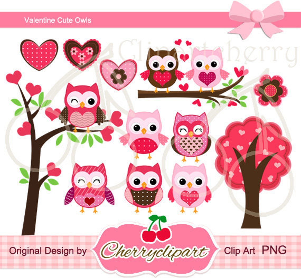 Valentine Cute Owls Digital Clipart Set-personal and Commercial Use ...