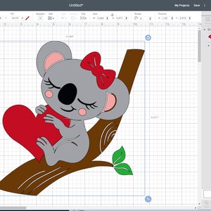 Valentines Day Koala Svg, Baby Koala With Heart Svg Silhouette & Cricut ...