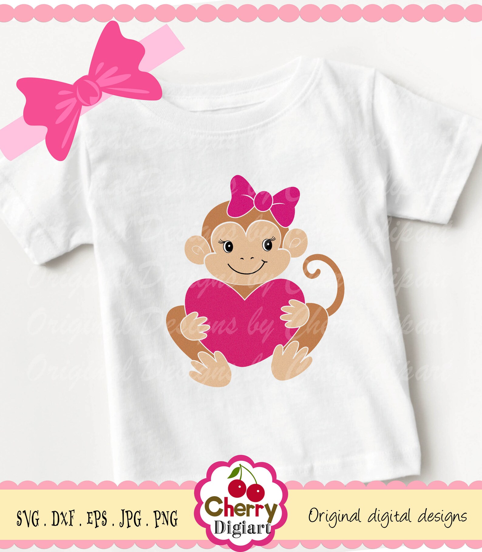 Monkey Svg Dxf Baby Girl Monkey Hugging Heart Svg Dxf - Etsy