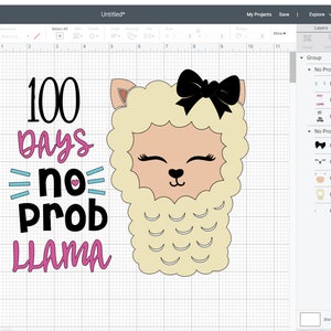 100 Days NO PROB Llama Svg, Back to School Svg Silhouette & Cricut Cut ...