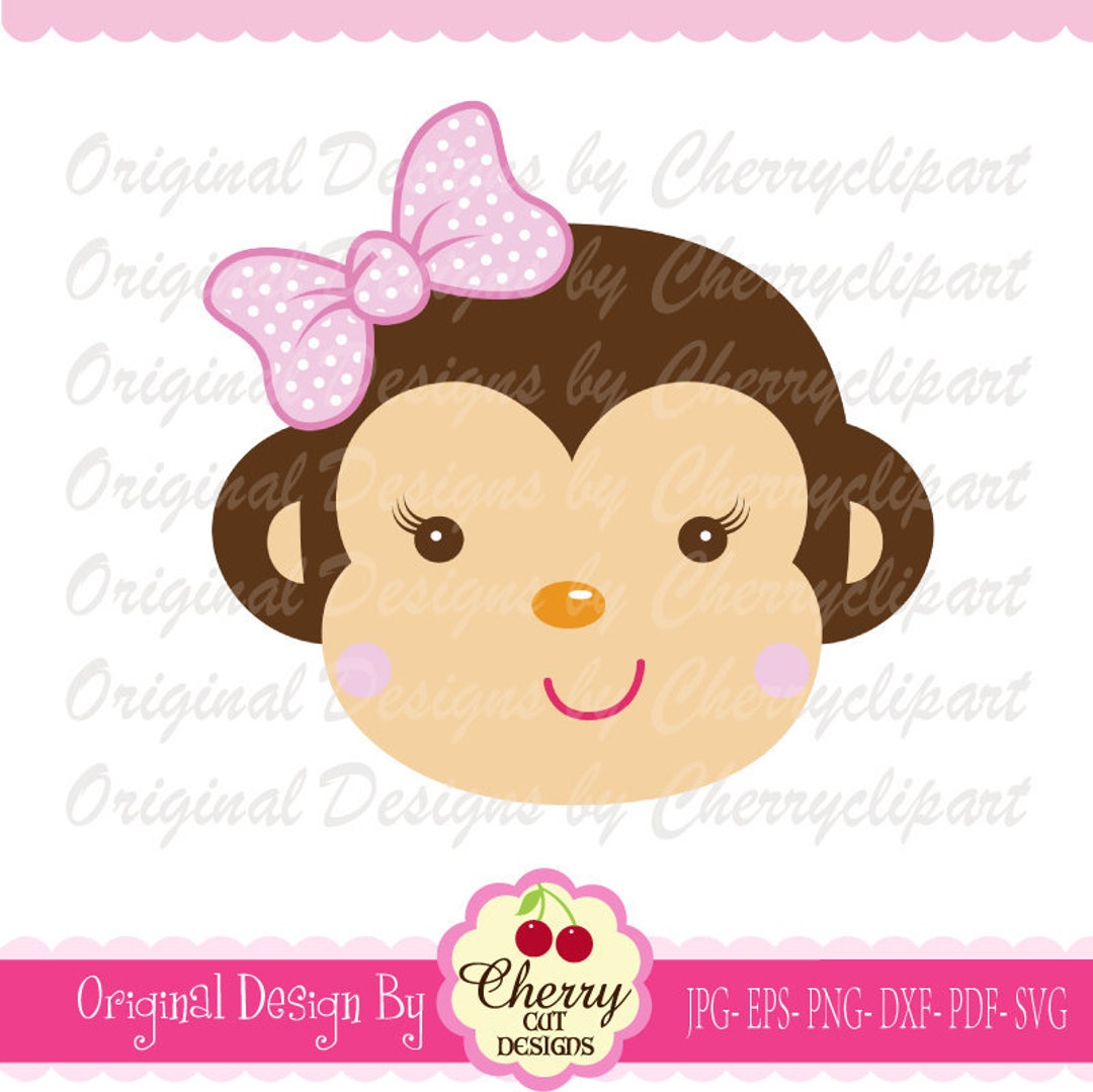 Monkey Girl SVG DXF, Animal Silhouette & Cricut Cut Files, Monkey Clip ...