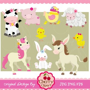 Farm Friends for Girls Digital Clipart Set For-personal and Commercial ...