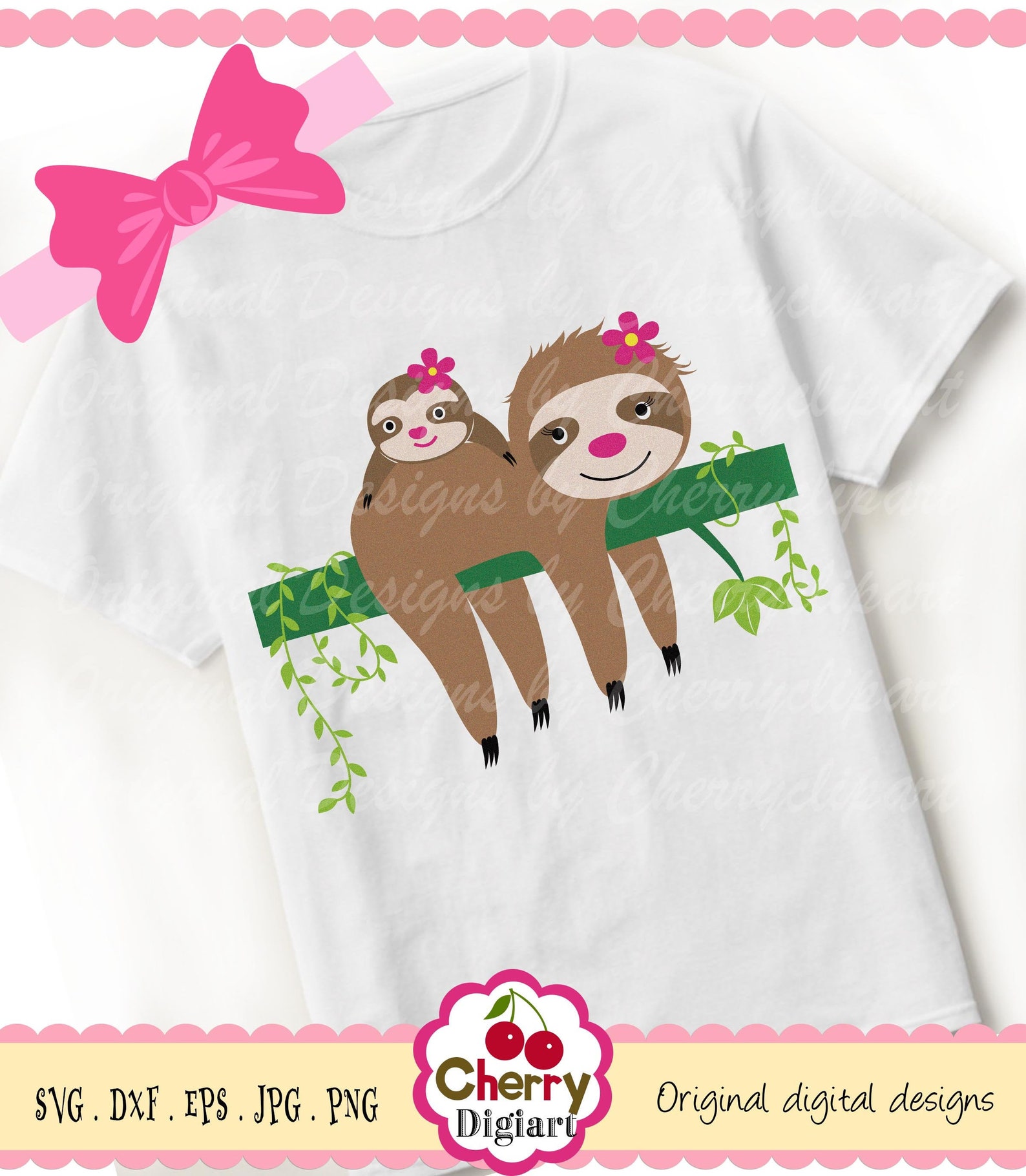 Sloth Svg Sloth Mom and Baby Svg Mother's Day Svg - Etsy