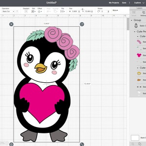Valentine's Day Cute Penguin With Heart Svg, Flowers Penguin Svg ...