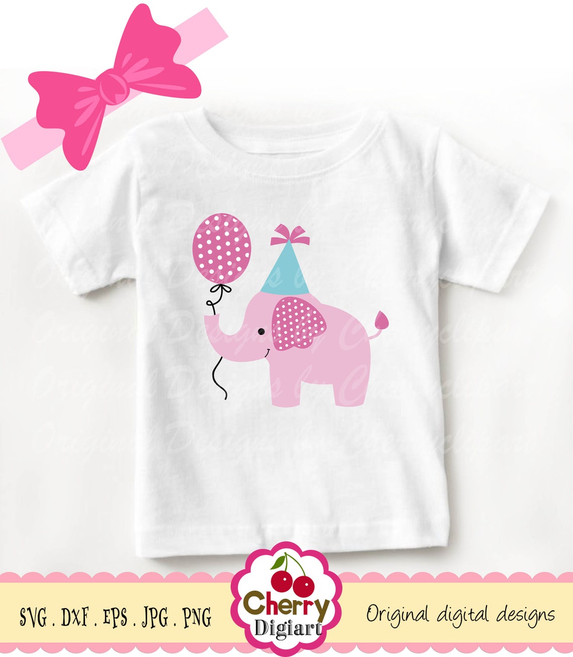 Elephant SVG DXF Baby elephant with balloon SVG Silhouette & | Etsy