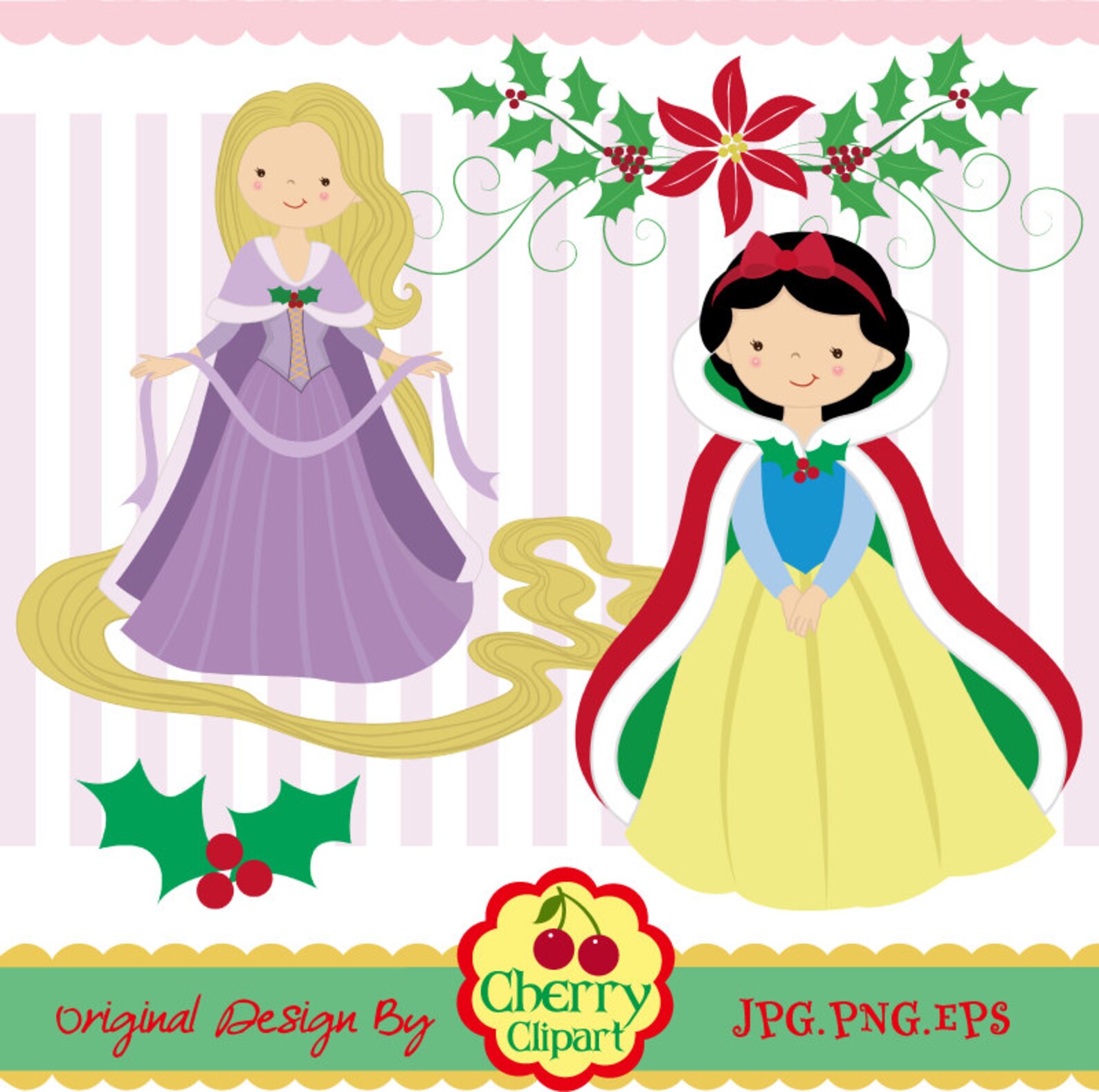 Holiday Princess Digital Clip Art Set-christmas Digital - Etsy