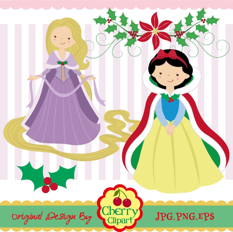 Holiday Princess Digital Clip Art Set-christmas Digital - Etsy
