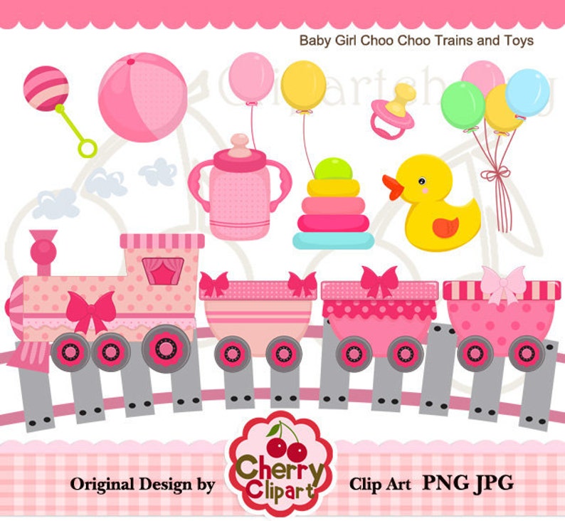 Choo Choo Trains and Toys Clip Art Set for Girls personal and | Etsy