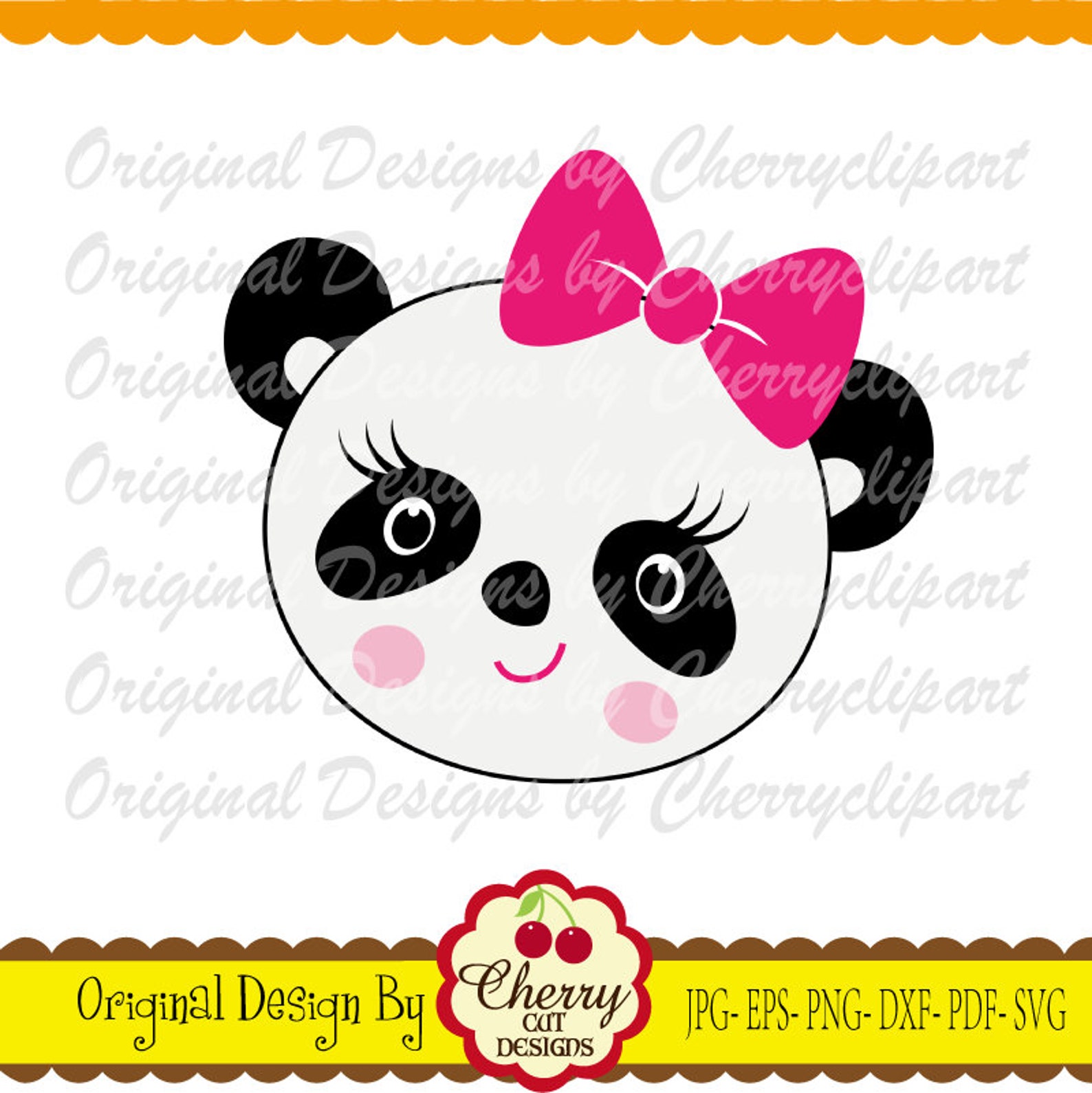 SVG Dxf Panda Face Panda Girl With Bow Svg Animal SVG - Etsy