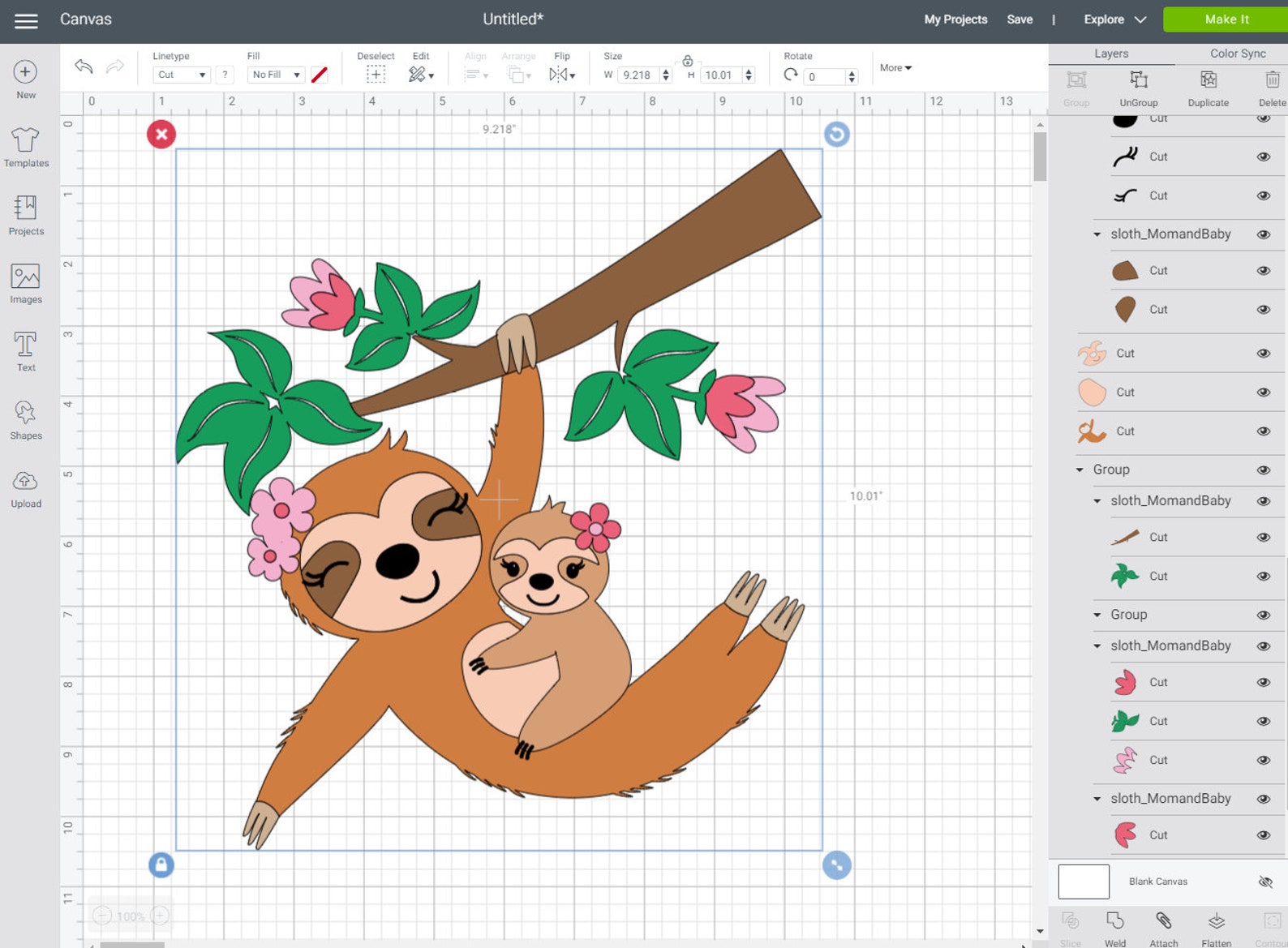 Sloth Mom and Baby Svg Sloth With Flowers Svg Mother's | Etsy