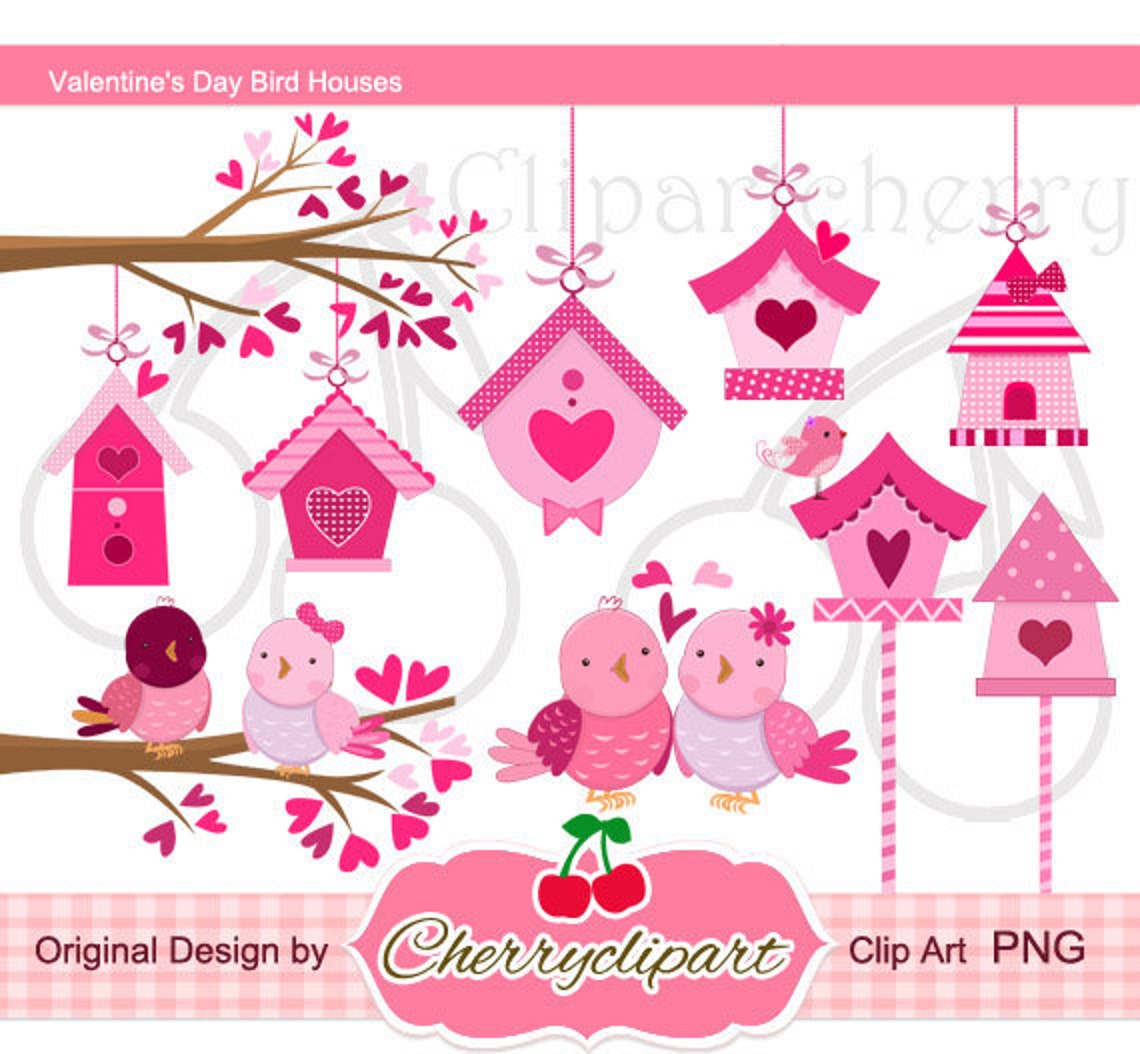 Valentine's Day Birdhouse Digital Clipart Set For-personal - Etsy