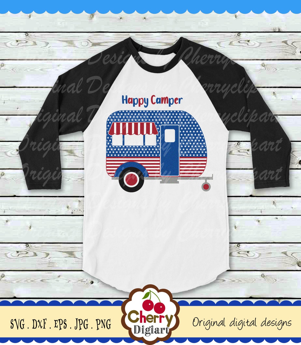 4th of July Happy Camper Svg Camping Trailer Svg - Etsy
