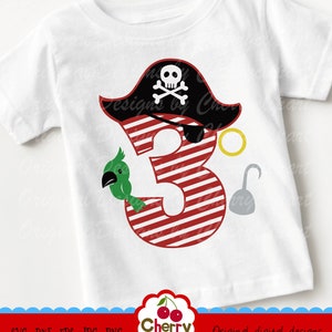 Pirate Number 3, Birthday Number 3 Svg, Pirate's Hat Number 3 Svg ...