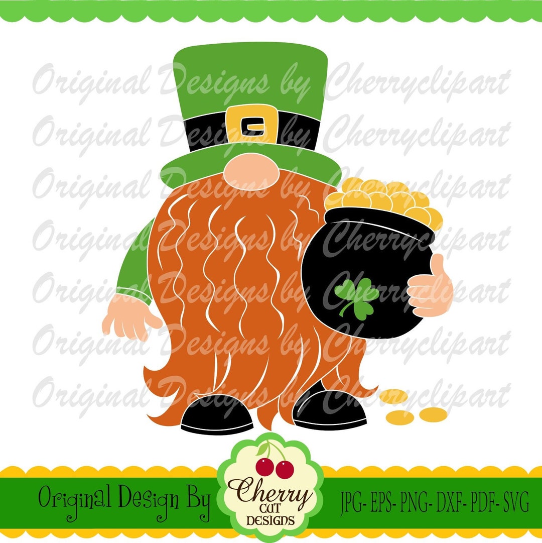 St. Patrick's Day Gnome With Pot of Gold, Leprechaun Svg Png Jpg ...