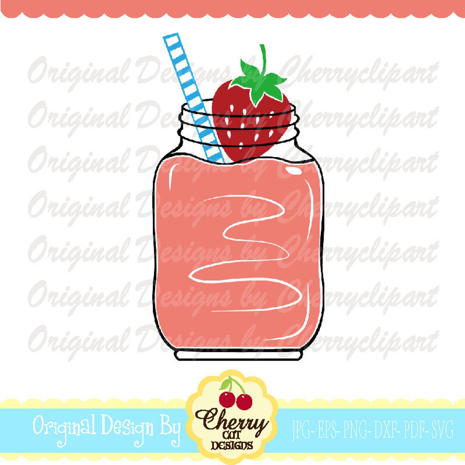 Strawberry SVG DXF Strawberry Jar Svg Summer Silhouette & - Etsy