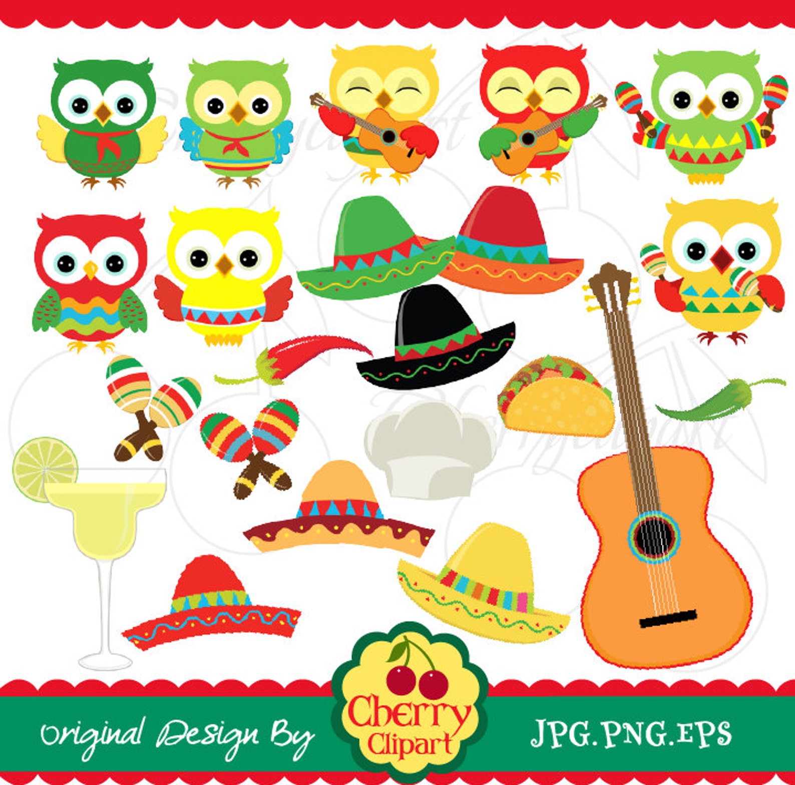 Cinco De Mayo Party Owls Digital Clipart Set-personal and - Etsy