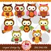 Autumn Owls Digital Clipart Set For-personal and Commercial Use-paper ...