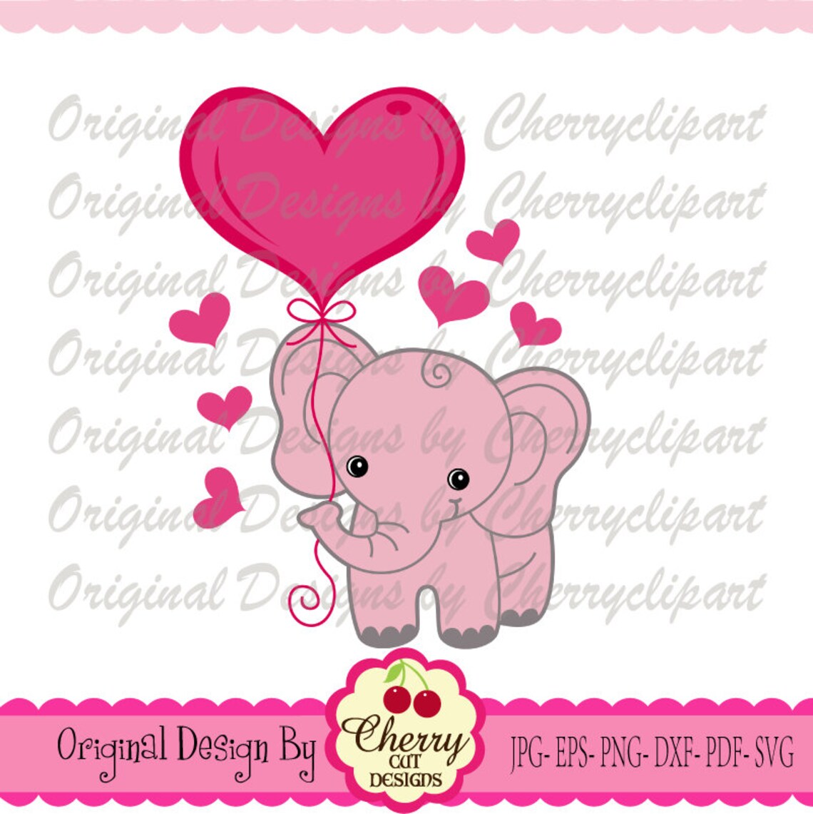 Valentine Sweet Elephant SVG DXF Valentines' Day - Etsy