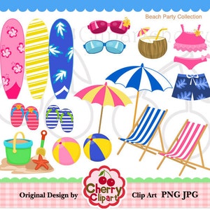 Beach Party Collection Digital Clipart Set for -personal and Commercial ...