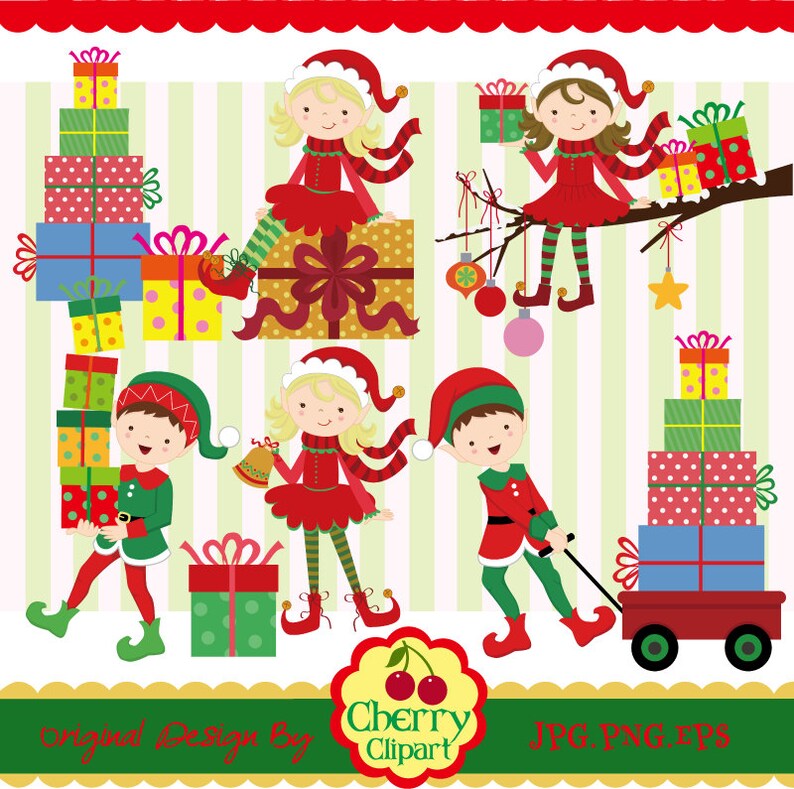Christmas Elves Digital Clipart Set-santa's Little Helper | Etsy