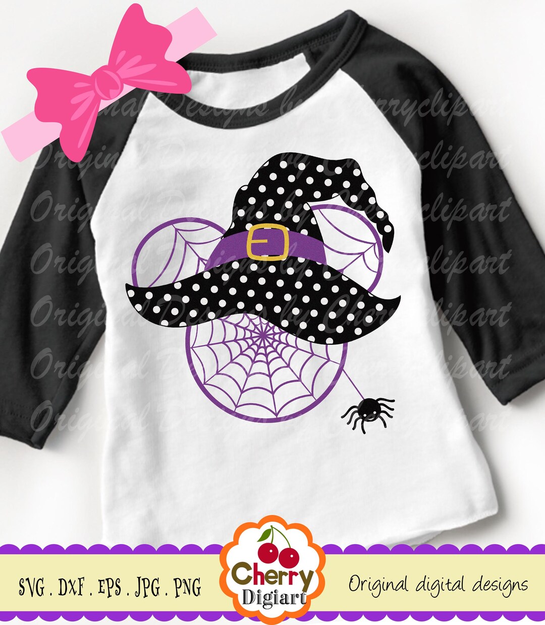 Halloween Svg Spider Web Minnie, Witch Hat Mouse Svg Silhouette ...