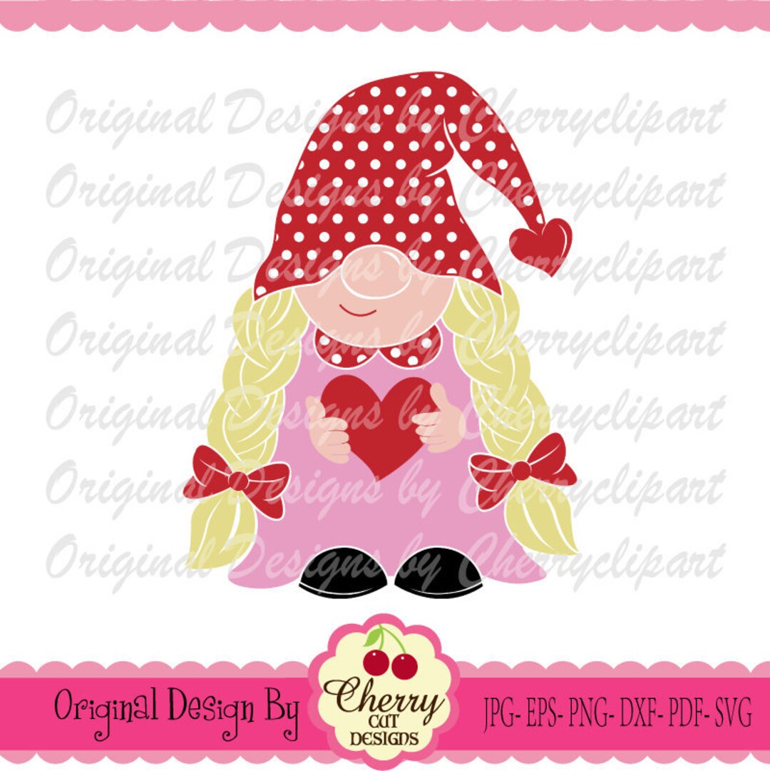 Valentines Day Gnome Girl Svgsweet Gnome Love Heart Svg - Etsy