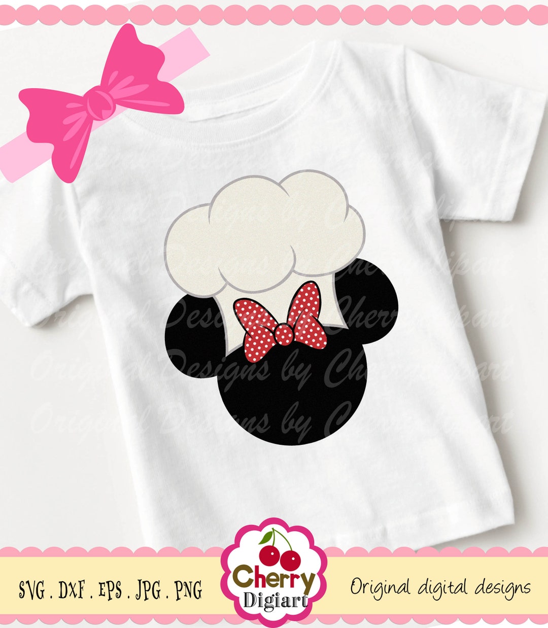 Chef Svg Dxf, Chef Hat Minnie, Chef Hat Mouse Ears SVG Silhouette ...