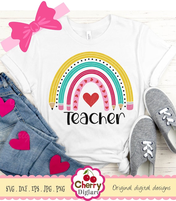 Back to School Svg Pencil Rainbow Svg Teacher Rainbow Svg - Etsy