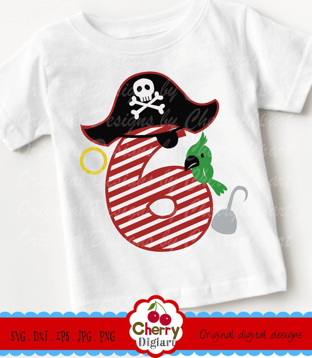 Pirate Number 6, Birthday Number 6 Svg, Pirate's Hat Number 6 Svg ...