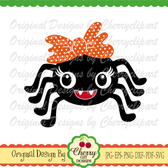 Halloween Spider svg Spider girl with bow svg Silhouette & | Etsy