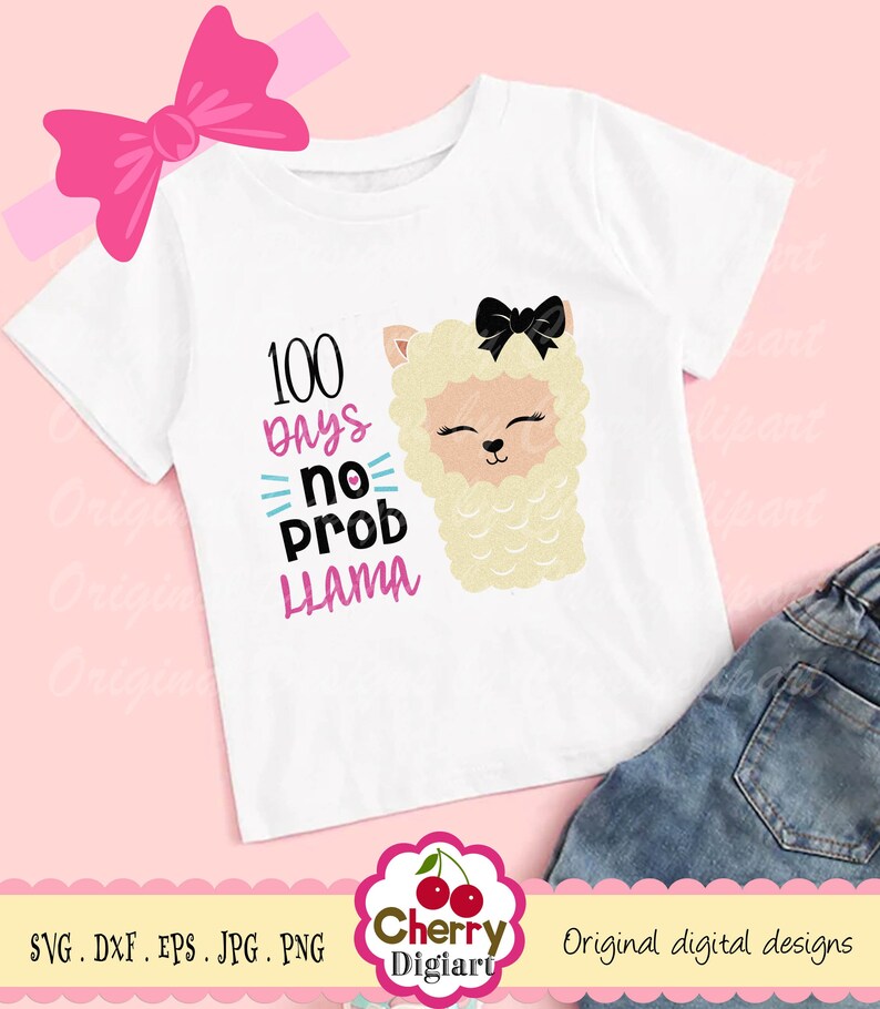 100 Days NO PROB Llama Svg Back to School Svg Silhouette & - Etsy