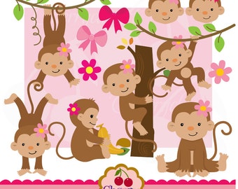 Girl Monkey Clip Art